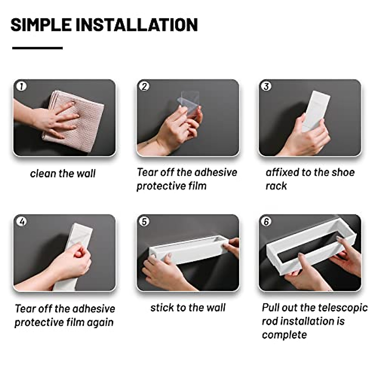 Nirxxiy Adjustable Hanging Shoe Organizer - Plastic Wall Mounted Shoes Rack, Over the Door Shoe Organizer, RV Storage, Shoe Rack for Door - 4 Pack with Sticky Hanging Strips (White)