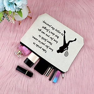 Sfodiary Tennis Gifts Makeup Bag Inspirational Gift for Tennis Player Birthday Gift for Women Cosmetic Bag Tennis Lover Gift Graduation Gift for Tennis Girl Travel Cosmetic Pouch Christmas Gift