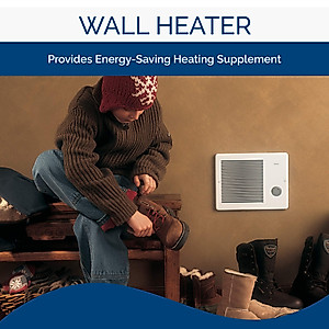 Broan-NuTone Wall Heater, White Grille Heater with Built-In Adjustable Thermostat, 750/1500W, 120/240V AC