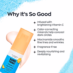 Elizabeth Mott Sure Thing Vitamin C Eye Cream – Hydrating, Brightening, Anti-Aging Eye Repair Treatment for Dark Circles & Puffiness – Vegan, Fragrance-Free, Cruelty-Free Skincare – 15ml (0.5oz)