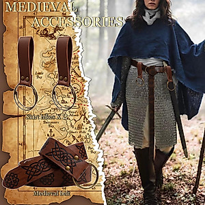 SUMGOGO Skirt Hikes Renaissance Medieval Keyring Belt Hook Loop Wrist Waistband Accessory Ren Faire LARP Cosplay Costumes (Brown With Belt)