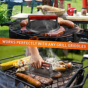 Coliatik Burger Press | Smash Burger Press for Blackstone Griddle | 7.08" Round & 8.3"X4.3"Rectangle Heavy-Duty Cast Iron | Meat Steak Weight for Bacon, Sandwich