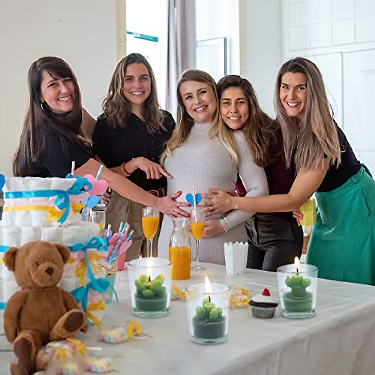 Cute Succulent Cactus Tealight Candles in Clear Glass Jar, 12Pcs Green Novelty Decorative Votive Candles for House-Warming Party Wedding Baby-Shower and Home Decoration Gifts