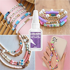Bracelet String Professional Elastic String Kont Fixing Drip, Clear Bracelet Glue, Keep Stretchy Bracelet String Stay Perfectly Tied for Clay Beads Bracelets, Jewelry Making Supplies (30g*2)