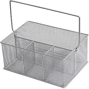 YBM HOME Mesh Silver Condiment Caddy / Kitchen Supply, Utensil, Napkin Holder (w'7 L'9.1/4 Depth 4'3/8 Inch) 1151M (1)