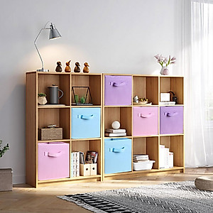 LFZLHPP Storage Bins, 11 Inch Storage Cubes (6 Pack) with Handles Foldable Cube Baskets for Home, Kids Room, Closet and Toys Organization, Pink, Purple, Blue