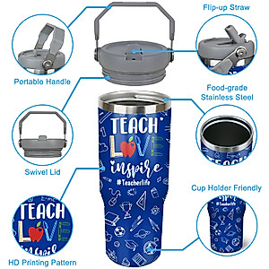 soeufnwhf Teacher Tumbler Cup, 30oz Stainless Steel Travel Coffee Mug Cup, Best Teachers Gifts for Women Appreciation Gifts for Birthday, Appreciation Week, Back To School