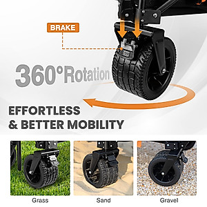 HEYTRIP Collapsible Wagon Beach Wagon Cart Heavy Duty with Big Wheels for Sand, Utility Wagon with 200L Capacity & 286LBS Load-Bearing, Side Pocket and Brakes for Shopping Camping Garden