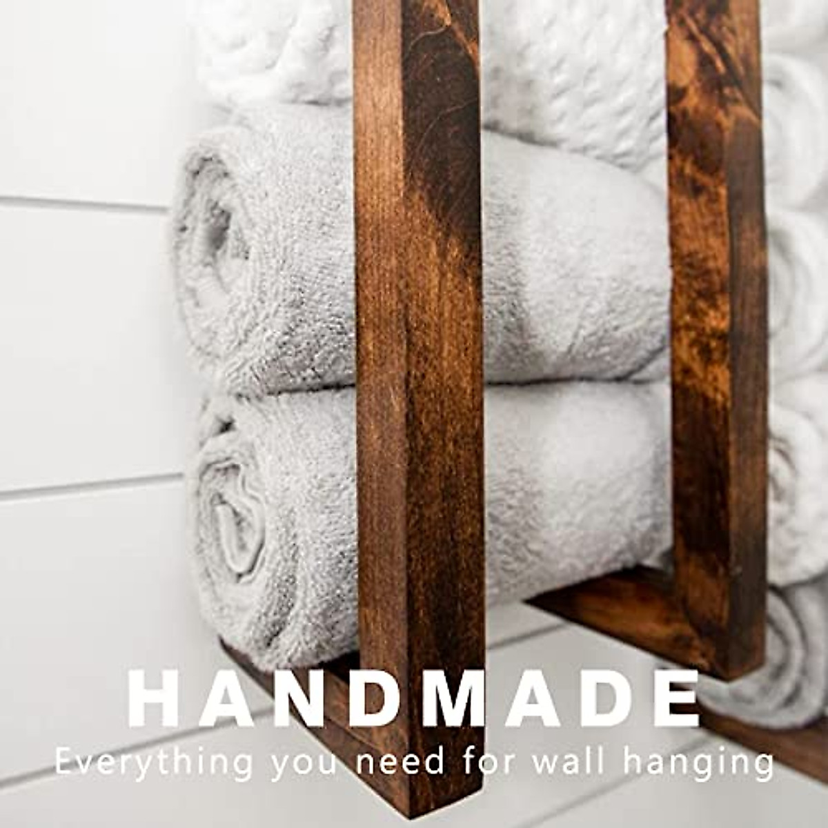 28'' Blanket Wall Rack, Solid Acacia Wood, Handmade Blanket Holder for Room Wall Mounted, Floating Blanket Storage & Display, Wall Decor for Home and Bedroom Organizer