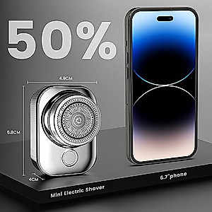 COSANO Mini Portable Travel Shaver for Men USB-C Rechargeable Electric Razor, Mens Rechargeable Cordless Waterproof Compact Shave for Home,Car,Travel,Woman,Men (Silver)