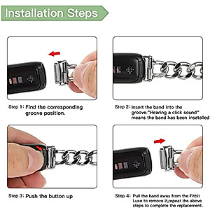 Bolesi Compatible with Fitbit Luxe Bands,Slim Metal Band Stainless Steel Adjustable Straps Replacement Bands for Fitbit Luxe Smart Watch for Women Men,Champagne Gold