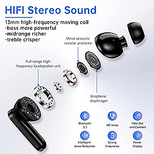 Atapeas Wireless Earbuds, Bluetooth 5.3 True Wireless Stereo Headphones with Charging Case LED Power Display IPX7 Waterproof Earphones TWS Ear Buds with 4 ENC Noise Cancelling Mic for Android iPhone