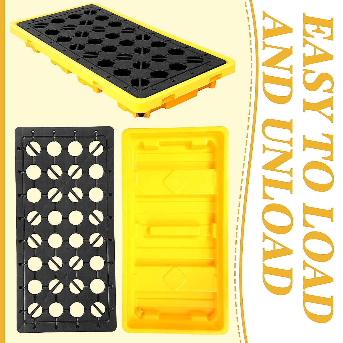 Pinkunn Spill Platform Spill Containment Platform with Grating Stackable Modular Platform with Drain Outlet Modular Platform Pallets Spill Containment Tray (1 Pack,51x27x6")