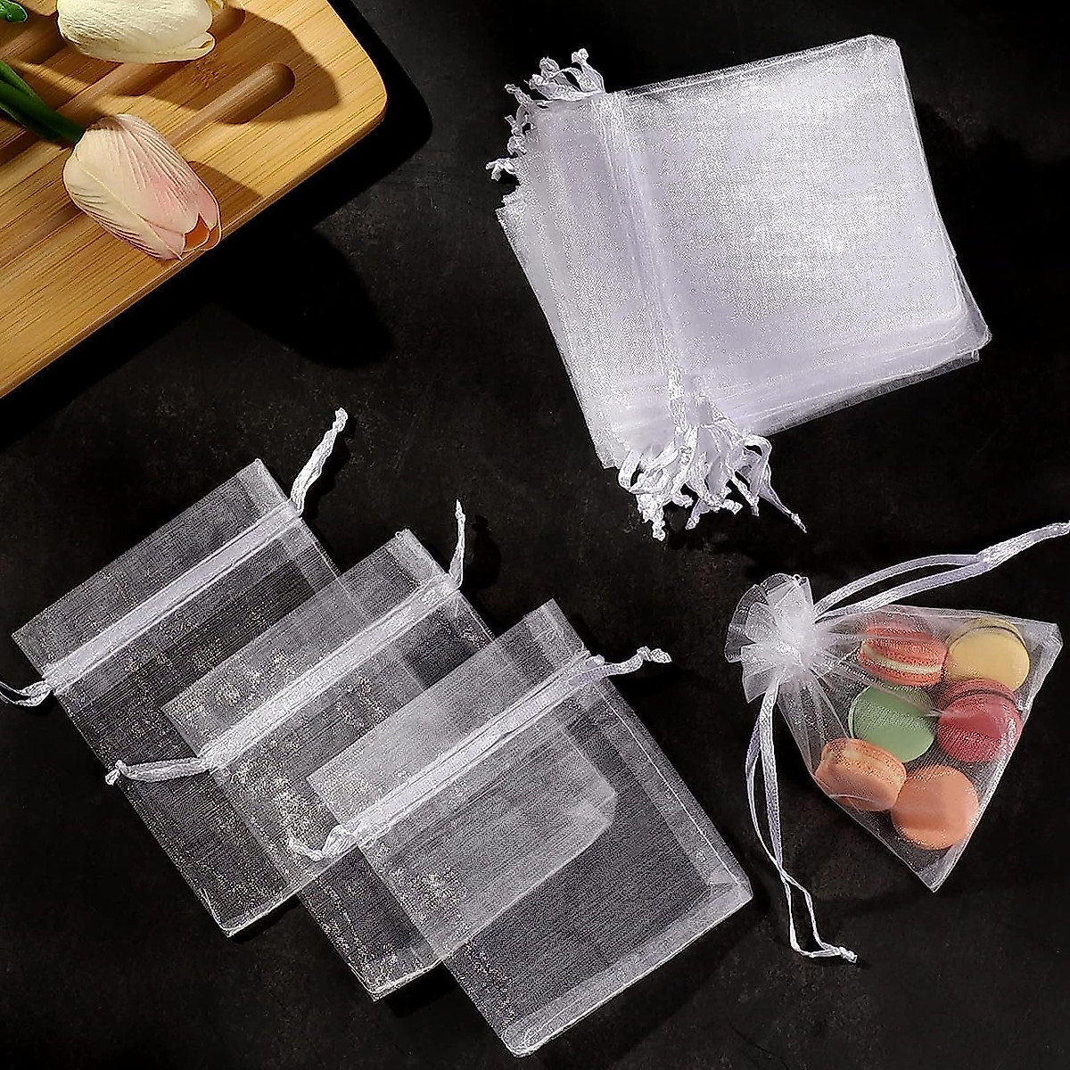 ENNIYU Mini Sheer Organza Gift Bags, 2x3 Breathable Storage Bag with Drawstring, Mesh Bags for Wedding Favor Party Pouch, Jewelry, Festival, Makeup, Christmas Candy