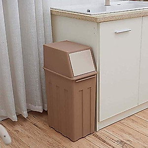 XFENG Plastic Waste Bin Large-Capacity Trash Can with Press Lid 30 Liters Garbage Bin On Wheels Rubbish Recycling for Kitchen, Living Room, Outdoor, Garden (Color : Coffee)