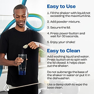 AQUAFIT Electric Protein Shaker Bottle - USB Rechargeable Shaker Bottles 24oz Shaker Bottles for Protein Mixes, Protein Mixer, Gym Accessories, Gadgets for Men (Blue)