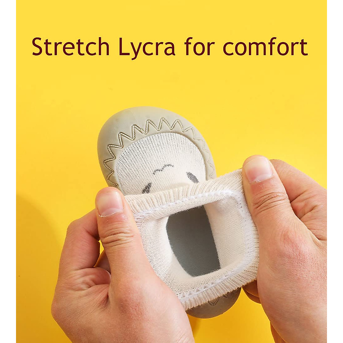 Infant Baby Boy Girls Socks Shoes Anti Slip Floor Socks with Soft Rubber Bottom Newborn Sock Boots for 0-3 age (S (13-18 Months), Khaki)