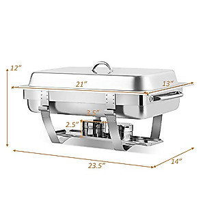 Giantex 2 Packs Chafing Dish 9 Quart Chafer Dishes Buffet Set Stainless Steel Rectangular Chafing Dish Set Full Size with 2 Half Size Pan (23.5" Lx 14”Wx12”H (9 Quart))