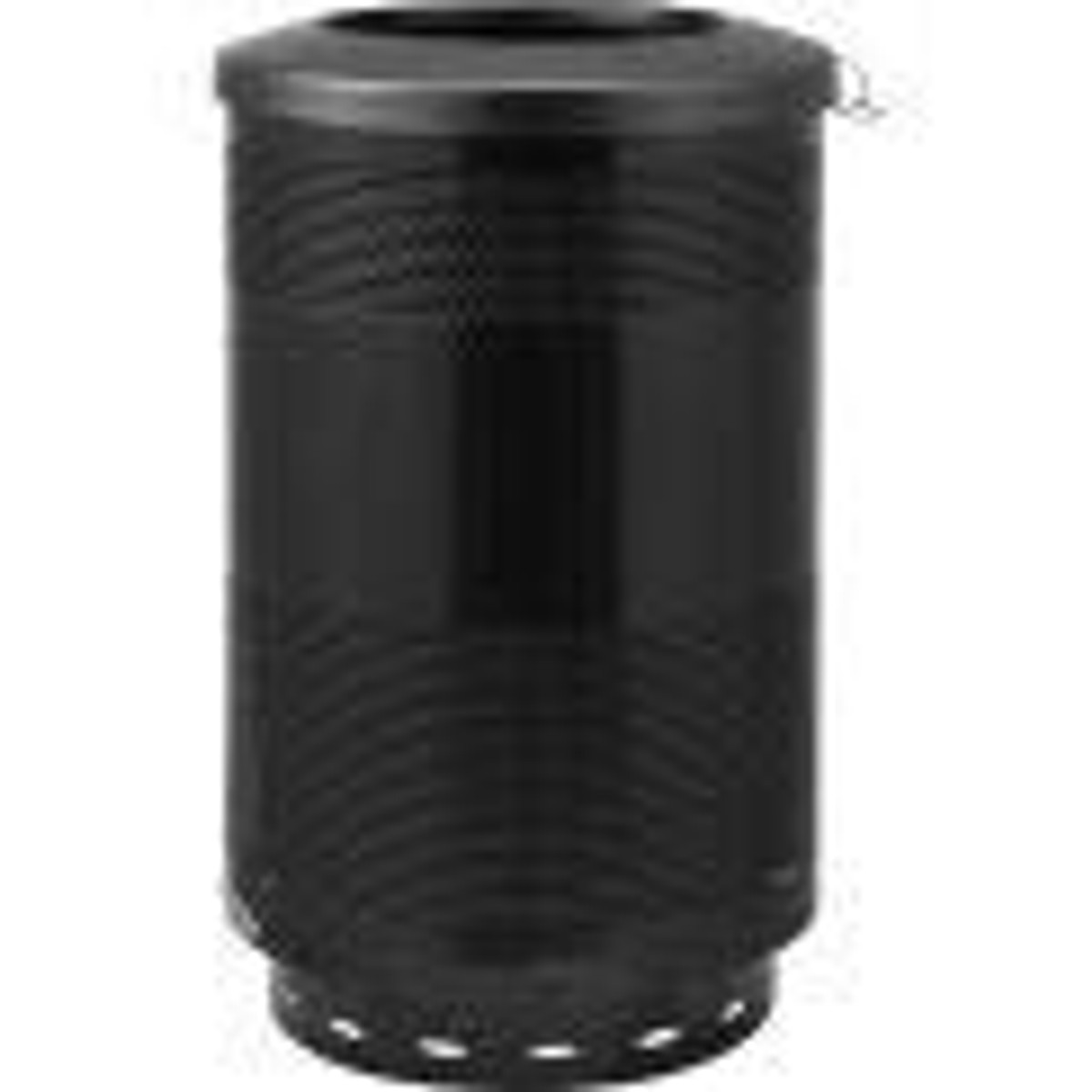 Global Industrial 55 Gallon Perforated Steel Receptacle with Flat Lid, Black