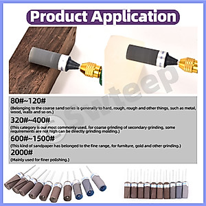 Swpeet 10 Pcs Sanding Drums Sleeves Kit, 180-2500 Grit Sandpaper Grinding Head Sandpaper Bar Stick, Abrasives Cartridge Rolls, Polishing Burr Stick Roller Sanding Tool, Woodworking Polishing Tool