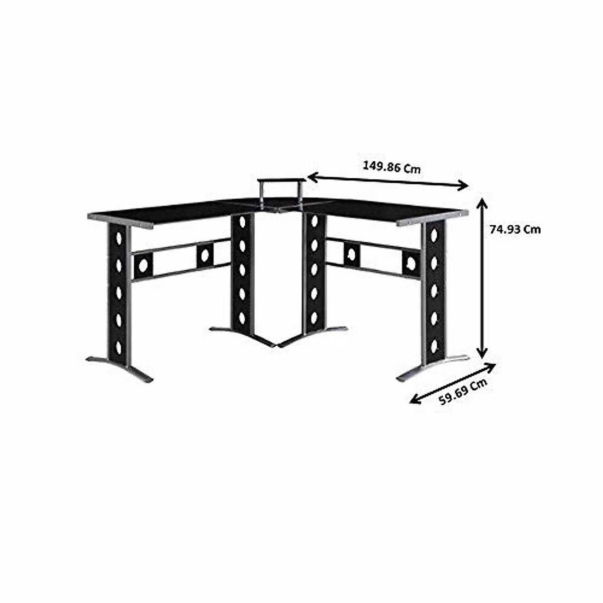 Coaster Keizer 3-piece L-shape Office Desk Set Black and Silver 800228