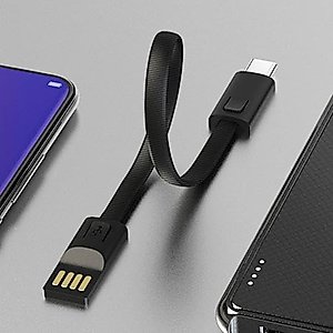 BoxWave Cable Compatible with Minor Decliner Smart Countertop ID Scanner (10 in) - USB Type-C Keychain Charger, Key Ring USB Type-C to Type-A 8 in USB Cable - Jet Black