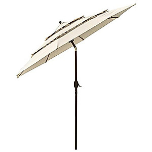 Yescom 9ft 3 Tier UV70+ Aluminum Push Tilt Patio Umbrella Crank Handle for Outdoor Pool Deck Table Market Furniture