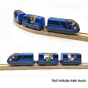 DSHMIXIA Battery Operated Train for Wooden Train Track Set Toys for Toddlers 3 4 5 Year Old Boys Kids Magnetic Couplings City Vehicle with Figures(without Battery)
