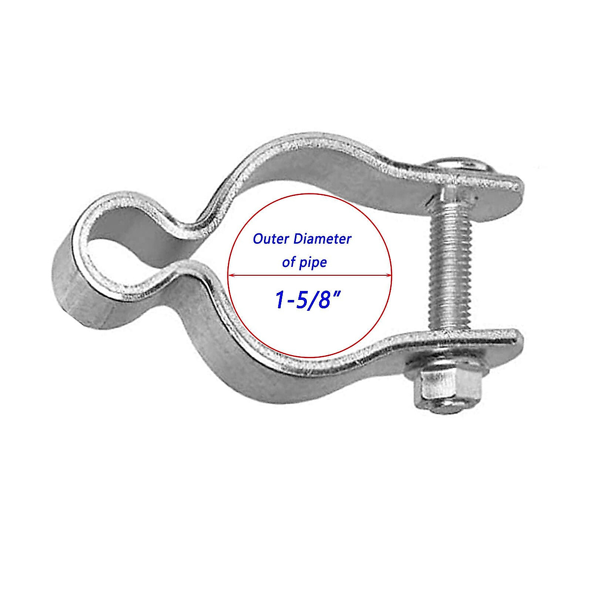 2 Pack 1-5/8inch Chain Link Fence Frame Gate Post Hinge/Galvanized Steel Zinc Plated Pipe Gate Hinge for 1-5/8 Outside Diameter Post/Pipe, Nut/Bolt Included for Hinge