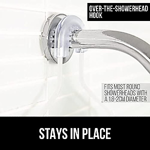 Gorilla Grip Anti-Swing Oversized Shower Caddy, Rust Resistant Organizer, Holds 11 lbs, Strong Suction Cups, Hooks, Easy Hanging Bathtub Shampoo and Accessories Caddies for Showerhead, 3 Shelf, White