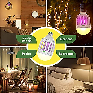 BugMD Zapville - Bug Zapper Indoor UV and LED Light Bulb, Portable Bug Zapper, Attracts Mosquitos Insects Bugs, Pest Control for Patios Porches Garage Shed for E27/E26 Base