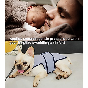 Sychien Dog Anxiety Dog Jacket,Dog Thunder Calming Shirt Wrap Vest for Large Dogs,Travel, Fireworks, Separation, Bluish Grey L