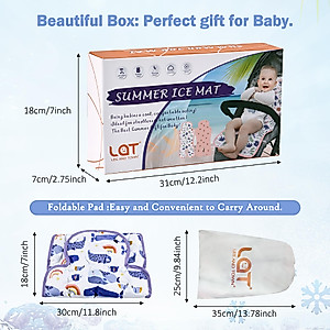 Gel Car Seat Cooler Pad,1 Pack Double Sides-Universal Baby Stroller Ice Cushion Mat,Summer cooling Seat Liner,Multifunctional Suitable for Baby Dining Chair,Child Safety Seat(Whale + Blue Dinosaur)