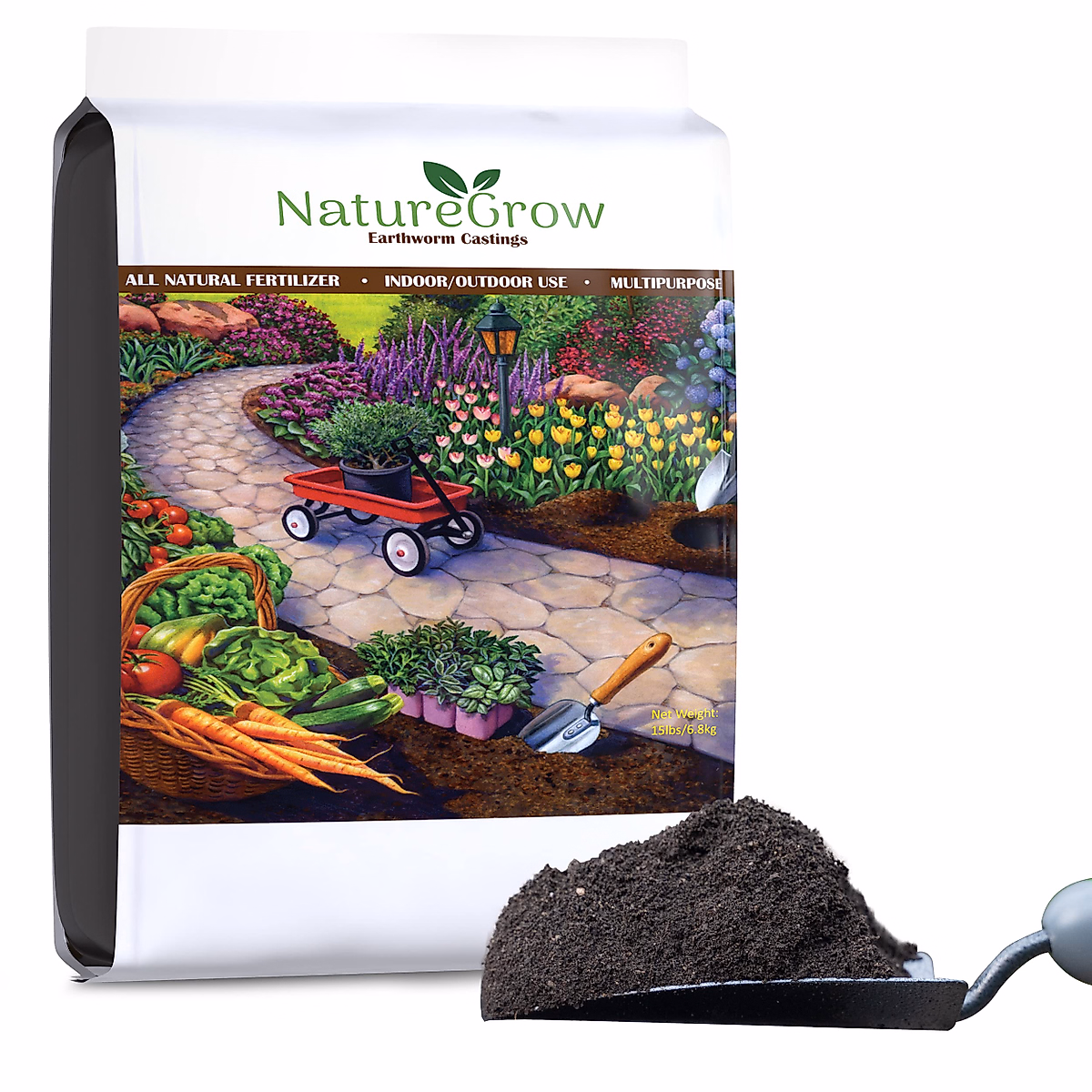 NatureGrow Earth Worm Castings-10lb - Worm Castings Organic, Plant Fertilizer, Earthworm Castings - Pure Worm Castings for Gardening, Organic Worm Casting