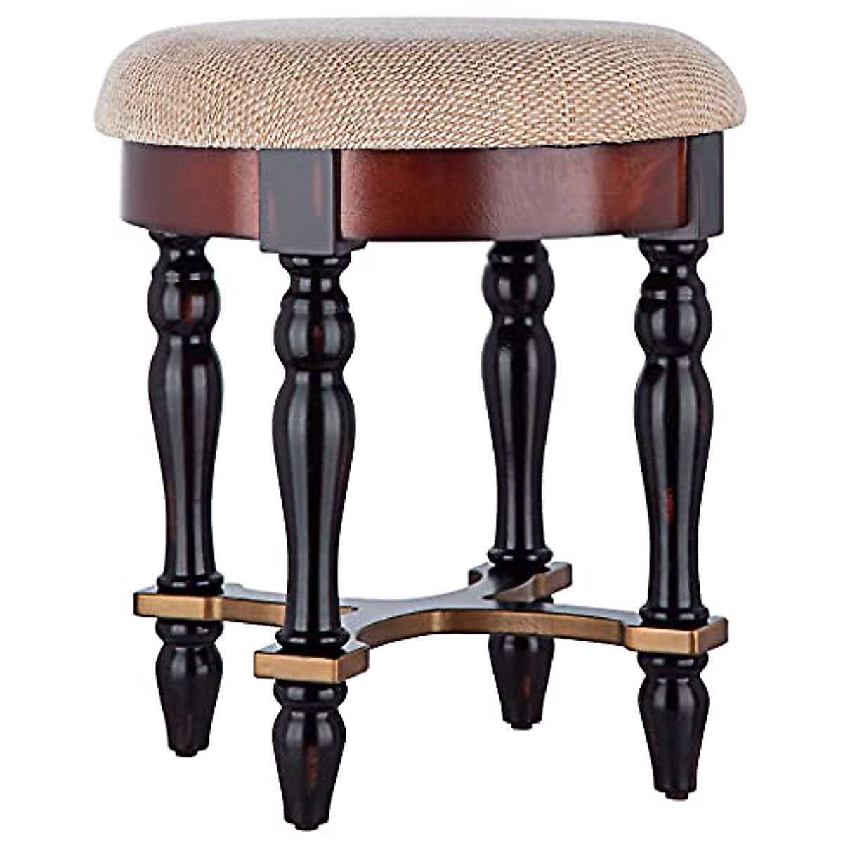 Design Toscano Grand Duchess Vanity Stool, 17 Inch, Walnut