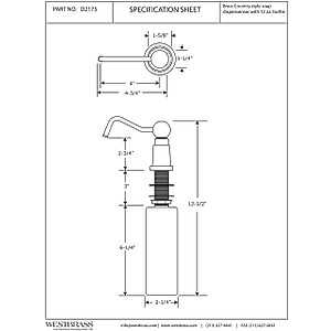 Westbrass D2175-12 Country Modern Farmhouse Style Kitchen Sink Deck Mounted Liquid Soap/Hand Sanitizer Dispenser with Refillable 12 oz Bottle, Oil Rubbed Bronze