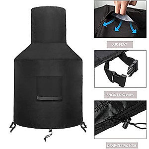 SIRUITON Outdoor Patio Chiminea Cover - Durable, Weather-Proof Chiminea Fire Pit Cover,Chiminea Defender (Black)