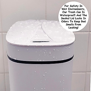 Homie Automatic, Smart Trash Can 3.2 Gallon with Touchless Motion Sensor and Anti - Bag Slip Lid, Use as Mini Garbage Basket, Slim Dust Bin, or Decor in Bathroom, Restroom, Kitchen (Shiny White)