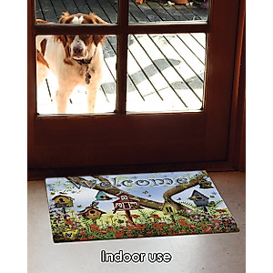 Toland Home Garden 800242 Poppies and Birdhouses Summer Door Mat 18x30 Inch Welcome Outdoor Doormat for Entryway Indoor Entrance
