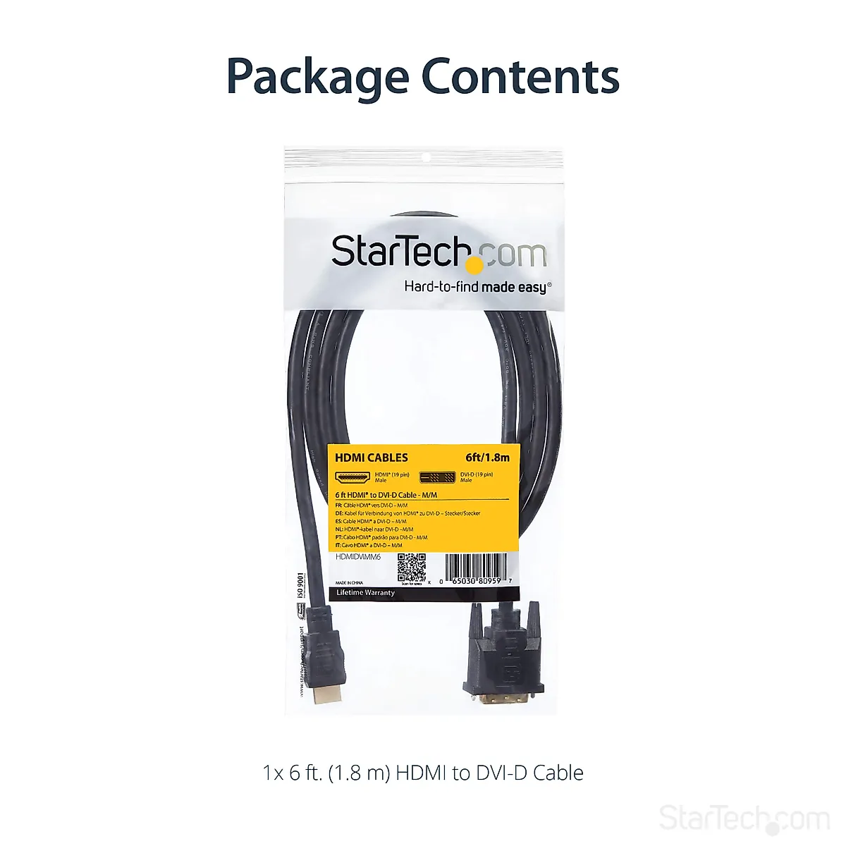 StarTech.com 6ft HDMI to DVI D Adapter Cable - Bi-Directional - HDMI to DVI or DVI to HDMI Adapter for Your Computer Monitor (HDMIDVIMM6)