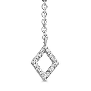 Jewelili Sterling Silver 1/8 Cttw Round Cut Natural Diamond Necklace