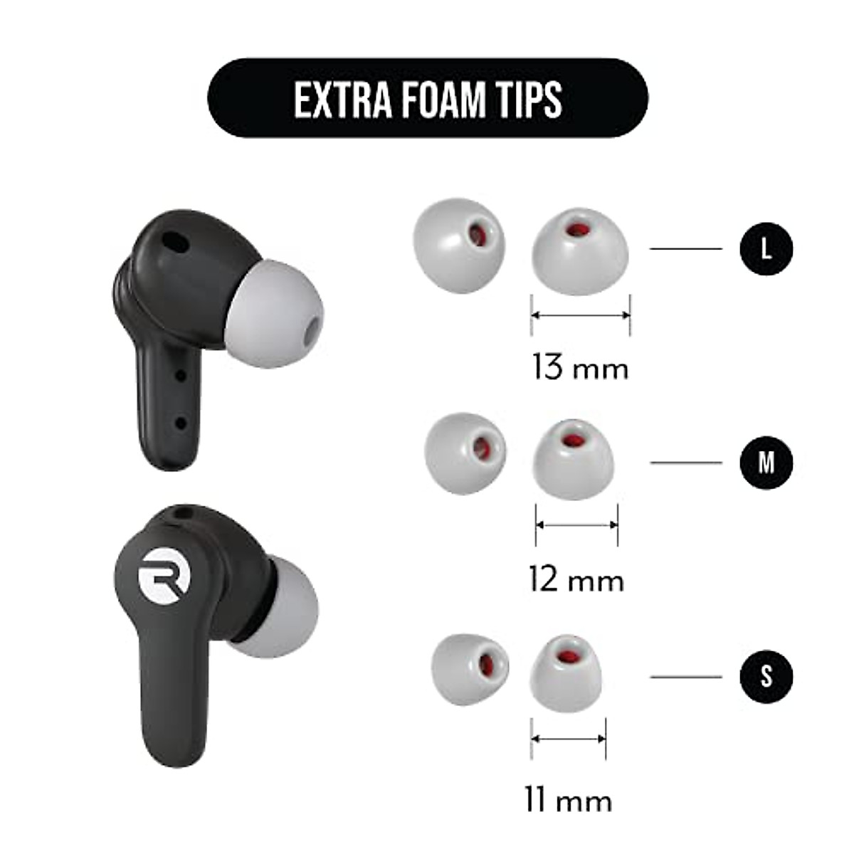 Raycon Work Earbuds Bluetooth Wireless Earphones with Microphone- Stereo Sound in-Ear Bluetooth Headset True Wireless Earbuds with 32 Hours of Battery Life (Carbon Black)