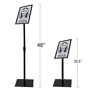 Adjustable Heavy Duty Pedestal Sign Holder Poster Stand - 8.5x11 Inch Vertical & Horizontal Sign Stand Displayed Poster Holder - Steel Square Base Sign Stands for Display, Advertisement & Outdoor Sign