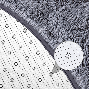 junovo Round Rug 4x4 Feet Fluffy Soft Area Rugs for Kids Girls Room Princess Castle Plush Shaggy Carpet Cute Circle Nursery Rug for Kids Girls Bedroom Baby Room Home Decor Circular Carpet, Grey