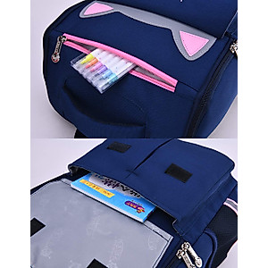 YUSSTAR Kids Backpack Chest Strap Kindergarten Elementary 1-2 Grader Boy Girl School Bag (Cat1-rose)