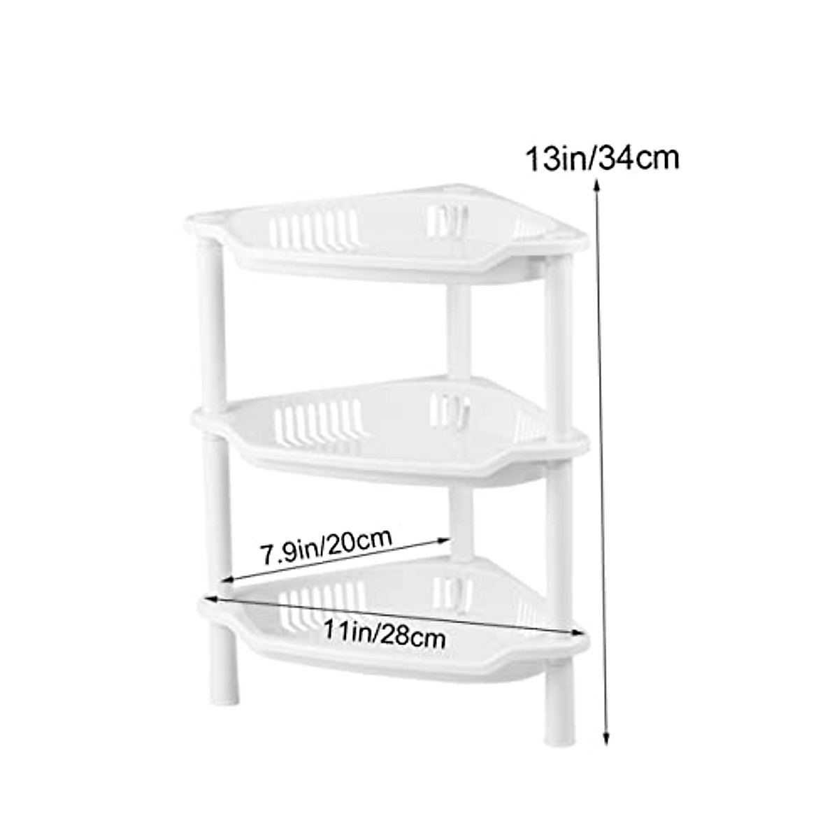 STOBAZA 3 Shelf Layer Stand Home Plastic Shelves Corner Storage Kitchenwhite Basket Organizer Small Household Desk Bathroom for Rack