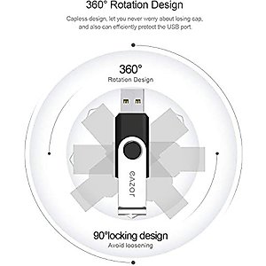 EAZOR USB Flash Drive 64GB - USB 2.0 Interface Digital, Thumb Drive with Swivel Design, Compatible with Computer/Laptop/External Memory Storage, Stick Jump Drive for Photo/Video Backup (64GB-2.0)
