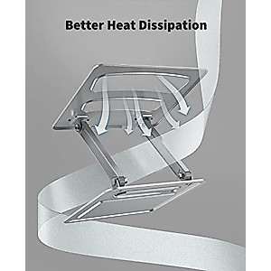 LORYERGO Adjustable Laptop Stand, Portable Laptop Riser for 17.3inch Laptops, Adjustment Laptop Stand for Desk, Portable Laptop Riser Holds Up to 17.6lbs Laptop Riser for Notebook - Sliver