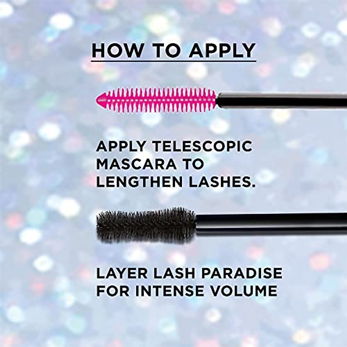L'Oreal Paris Makeup Voluminous Lash Paradise Mascara for Eyelash Volume and L'Oreal Telescopic Mascara for Lengthening Lashes, Blackest Black, 1 Count of Each