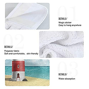 JUNZAN Lighthouse Kitchen Hand Towel 2PCS Super Soft Absorbent Deco Hanging Tie Towels WashCloth for Bathroom,Mudroom,Laundry Room,Farmhouse,Beach